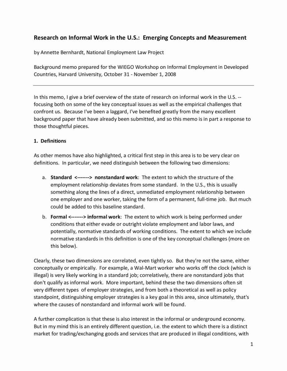 Research on Informal Work in the U.S.: Emerging Concepts and Measurement - WIEGO
