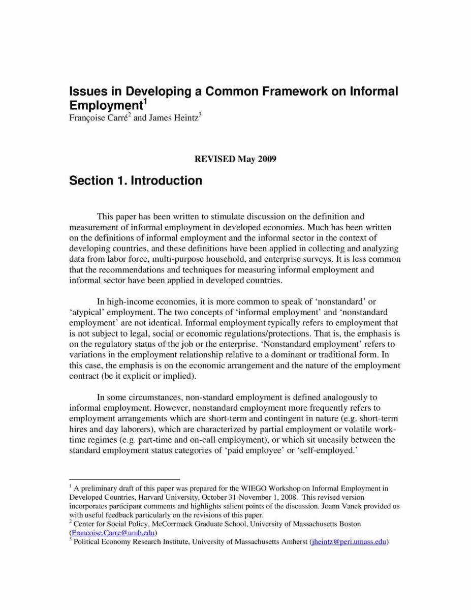 Issues in Developing a Common Framework on Informal Employment - WIEGO