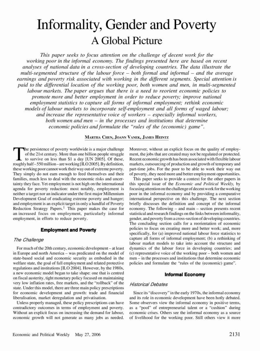 Informality, Gender and Poverty: A Global Picture - WIEGO