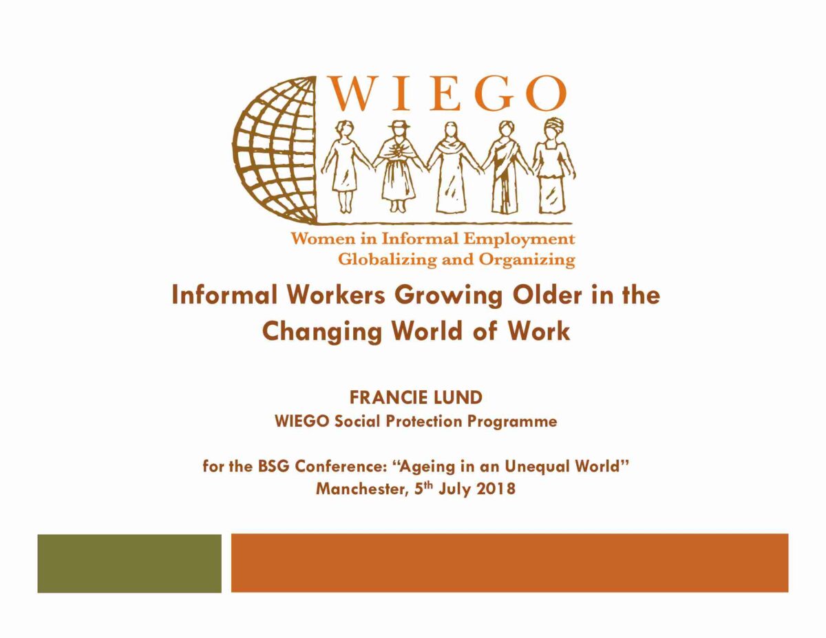 Informal Workers Getting Older: Towards a Framework for Understanding ...