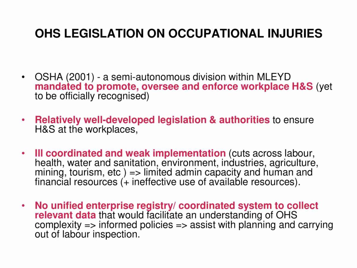 OHS Legislation on Occupational Injuries - WIEGO