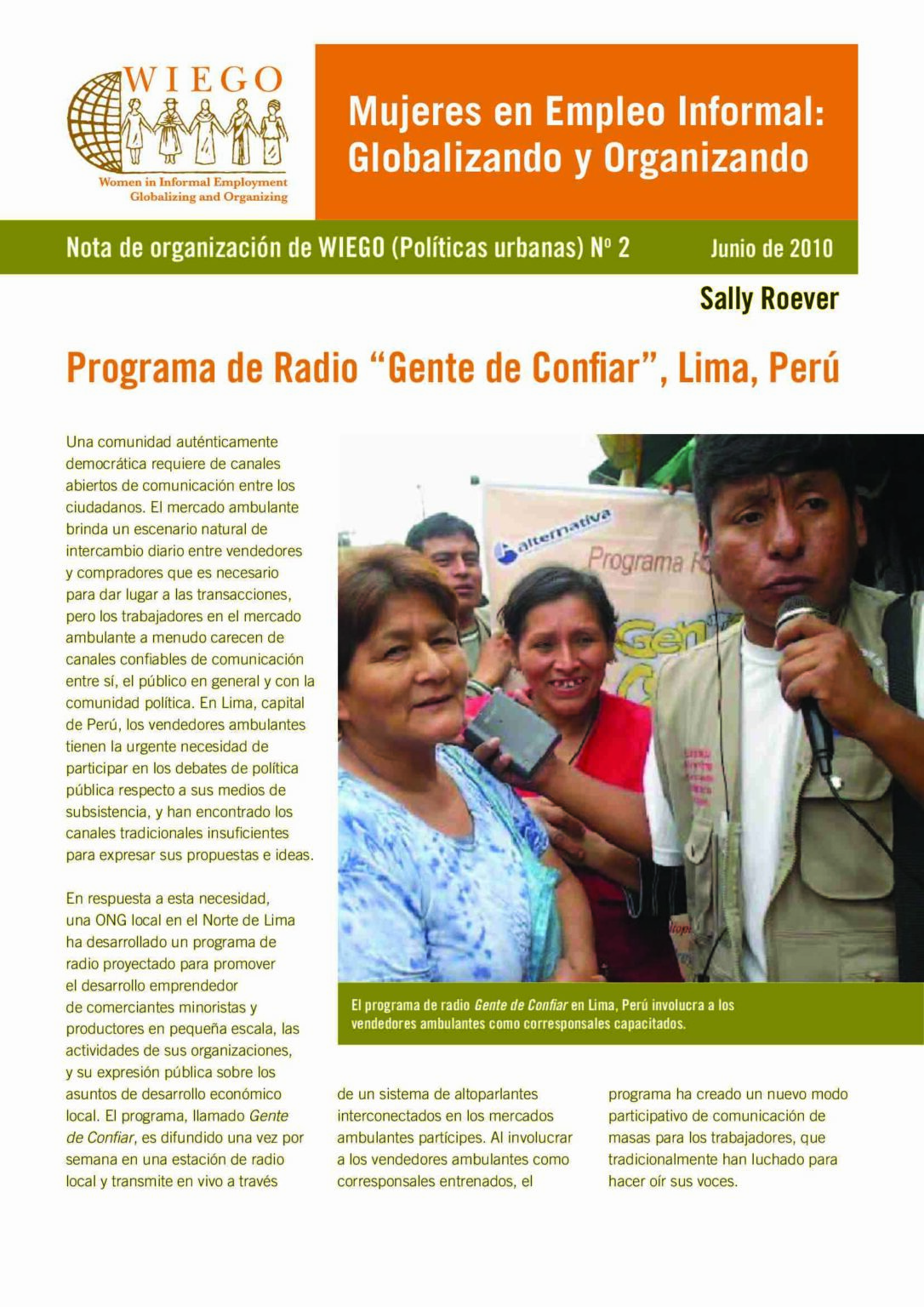 Programa de Radio “Gente de Confiar”, Lima, Perú - WIEGO