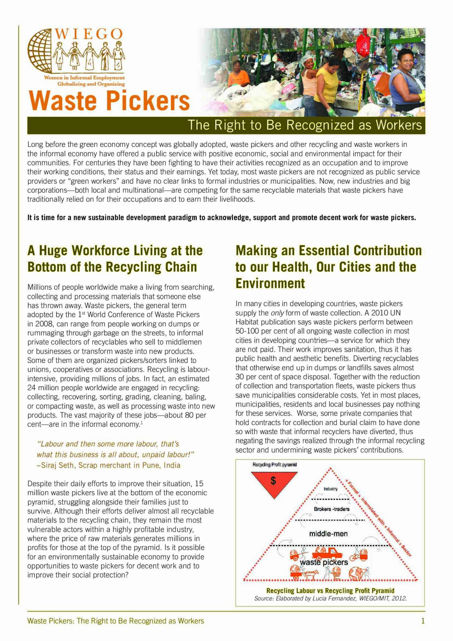 Waste Pickers: The Right to Be Recognized as Workers - WIEGO