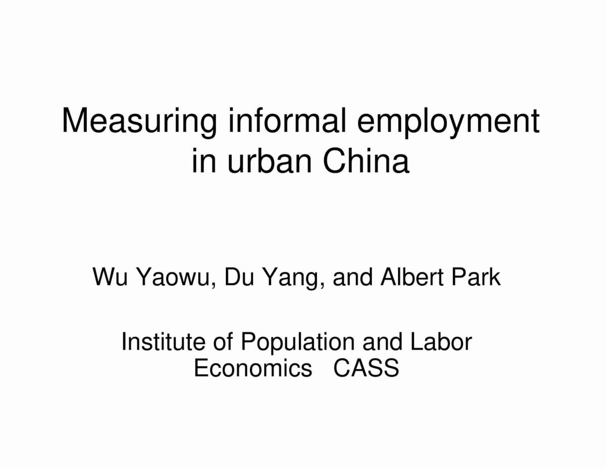 Measuring Informal Employment in Urban China - WIEGO