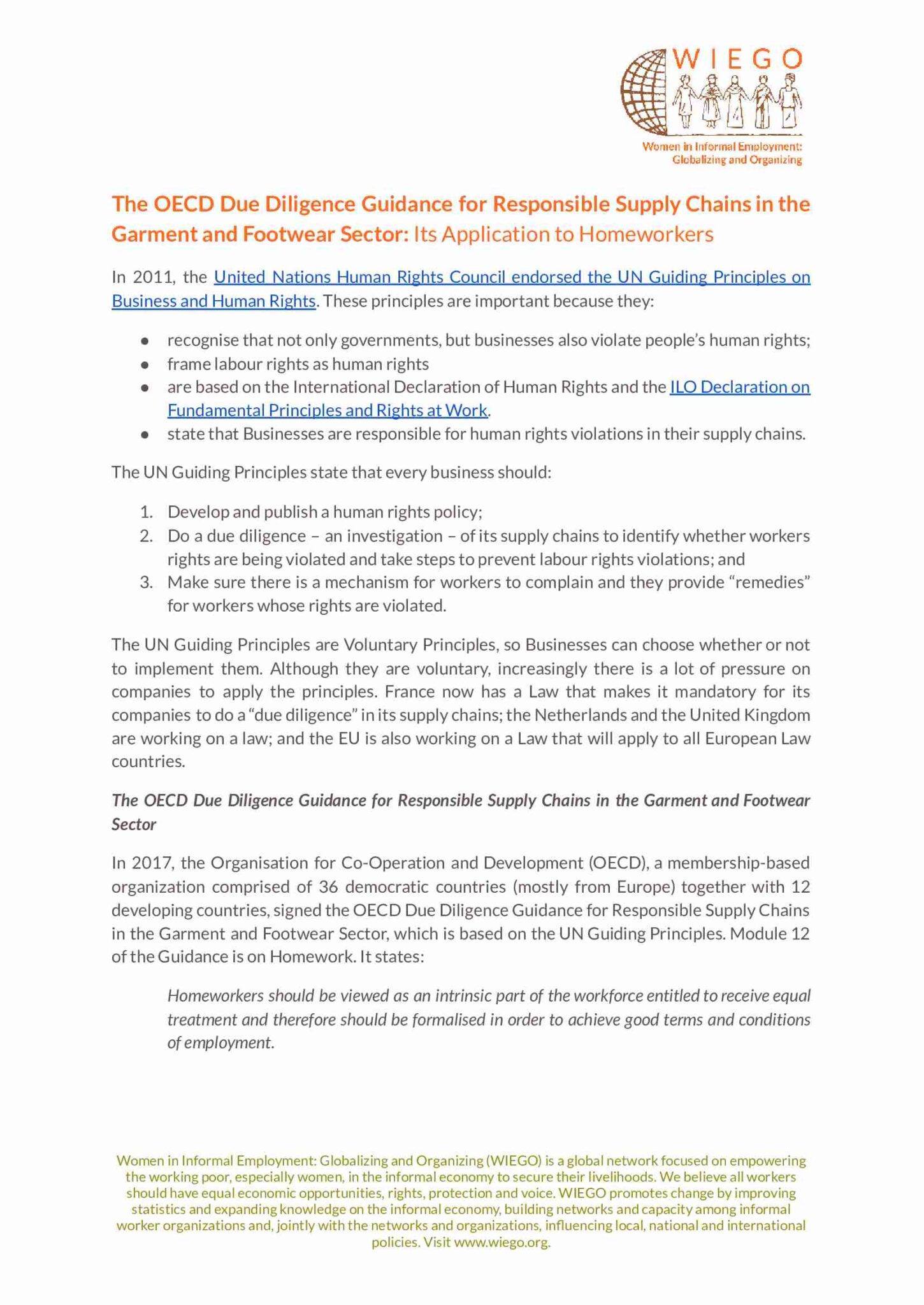 The OECD Due Diligence Guidance for Responsible Supply Chains in the ...