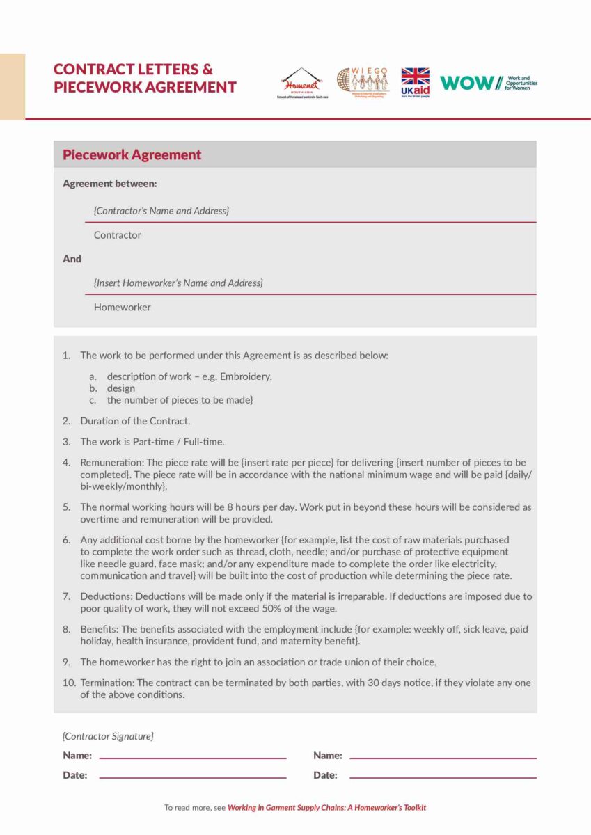 Sample Contract for Home-Based Workers - WIEGO